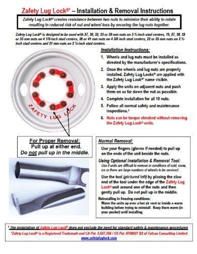 Product Information - Zafety Lug Lock