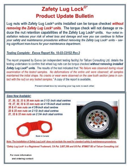 Product Information - Zafety Lug Lock